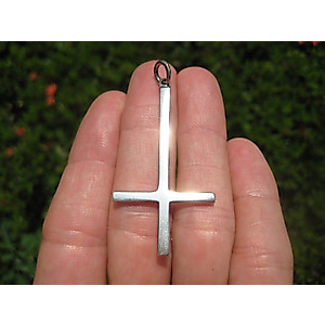 Himalayan Treasures 925 Silver Extra Large Petrine Saint Peter's Inverted Cross Satanic Pendant A20