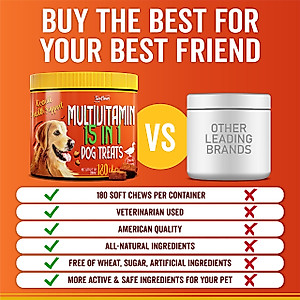 ZooChews Dogs Multivitamin - Support Dog's Immune Response, Skin, Coat and Joints - Vitamins and Glucosamine for Dogs - 180 Tasty Chews - Vitamins for All Breeds dogs