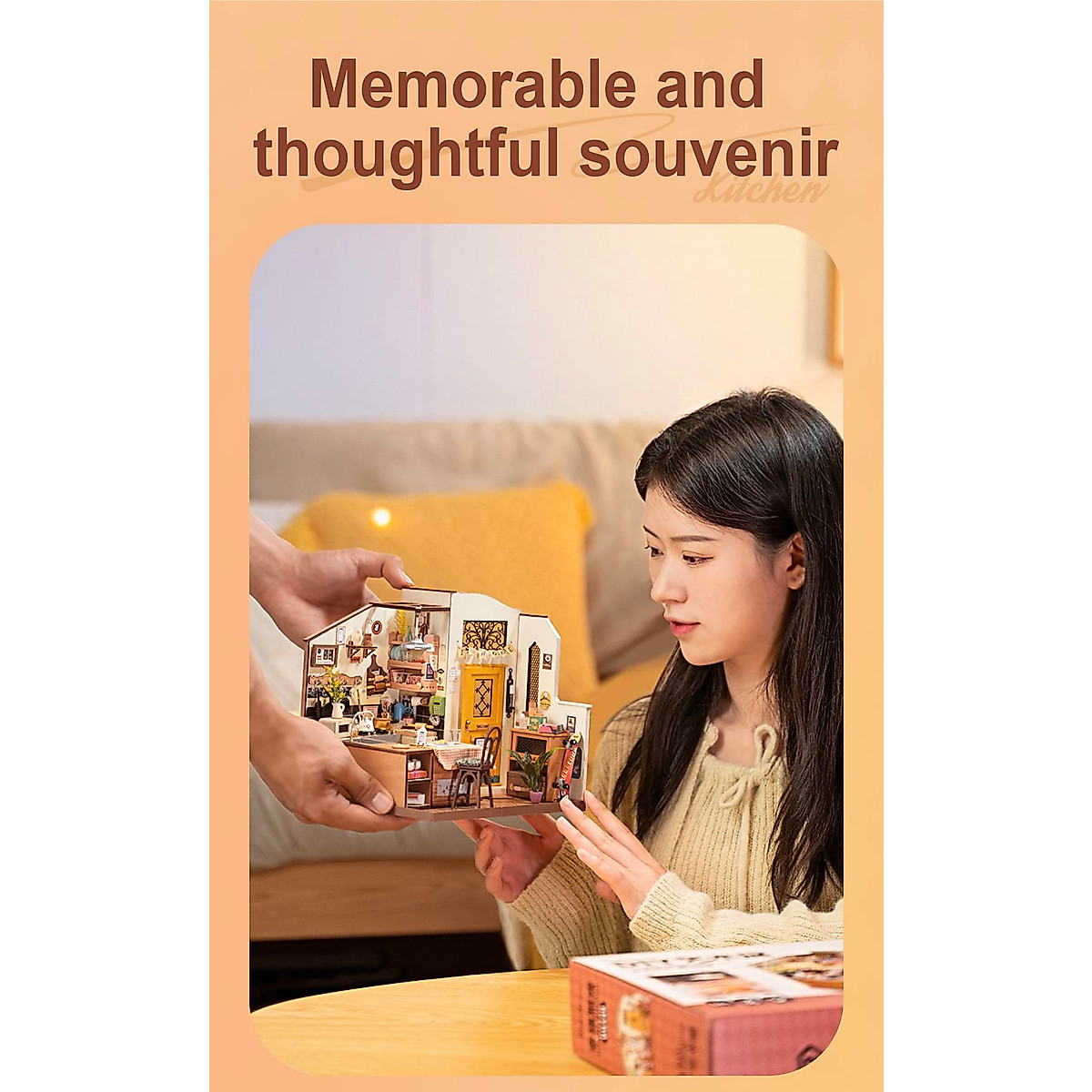 Rowood Miniature House Kit,DIY Miniature Dollhouse Kit for Adults,Model Kits for Adults to Build with LED,Birthday for Teens(Homey Kitchen)