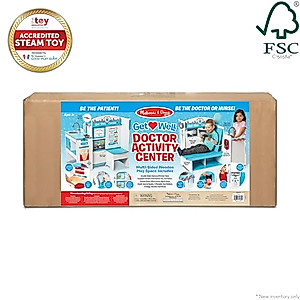 Melissa & Doug Wooden Get Well Doctor Activity Center - Waiting Room, Exam Room, Check-In Area - FSC Certified