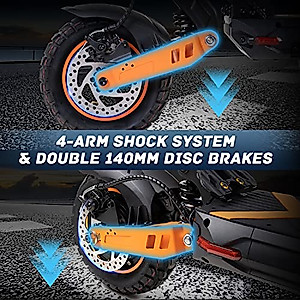 Electric Scooter with Seat, 1000W Electric Scooter for Adults Up to 35 MPH & 50 Miles Ranges, 10" Off Road Tires, Dual Disk Brake & Shock Absorption System, Handbar Case and Air Pump Included