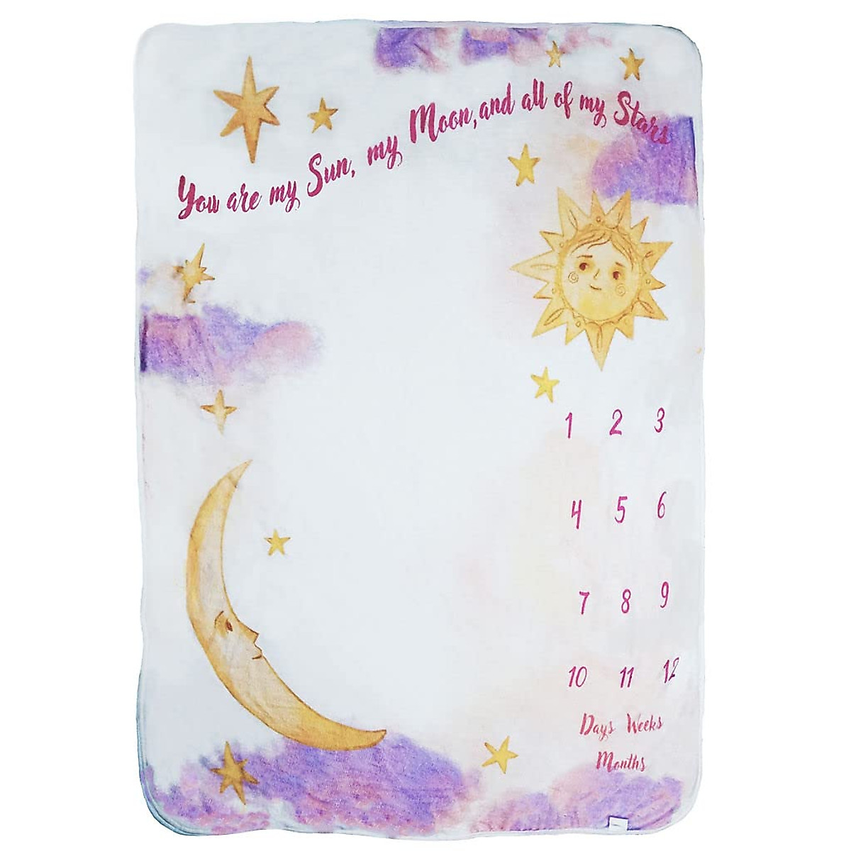 WooGoo Baby Milestone Blanket for Baby Boys and Baby Girls - Soft Premium Fleece - Baby Boy Shower Gifts - Baby Growth Chart - New Born Baby Gifts, Blanket, 40 x 60 Inches (Pink)