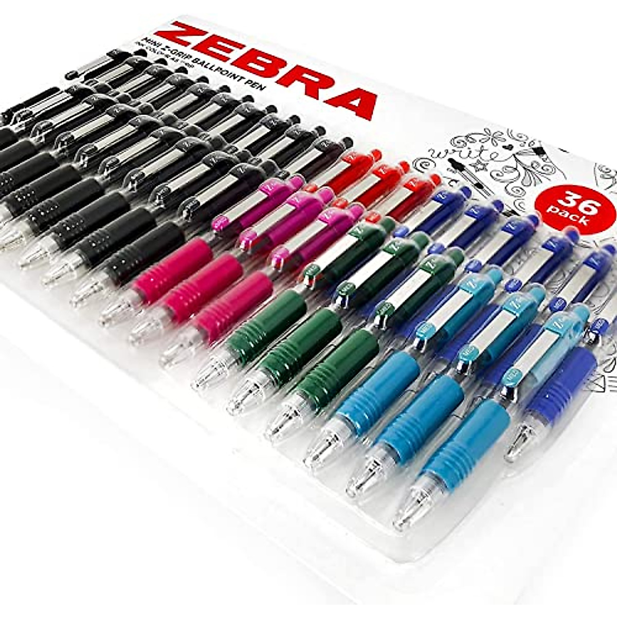 Z-Grip"MINI SIZE" Retractable Ballpoint Pen - Economy Pack of 36 - Assorted Colours
