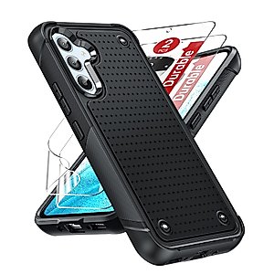 LeYi for Samsung Galaxy A54 5G Case, Samsung A54 5G Case with [2 Pack] Screen Protectors, Shockproof Heavy Duty Dual Layer Protective Hard PC Textured Back & Soft Bumper Case for Galaxy A 54 5G, Black