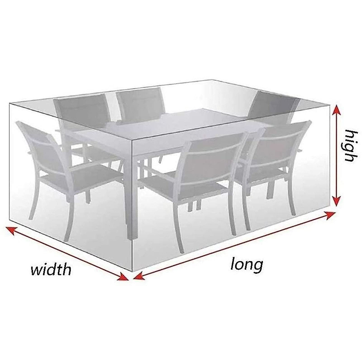 HHMAX Clear Patio Furniture Cover- Waterproof UV Resistant Rectangle PVC Fabric for Outdoor Garden Table and Chairs Dining Set Tarpaulin Sheet with Hem Cord, 43 Sizes