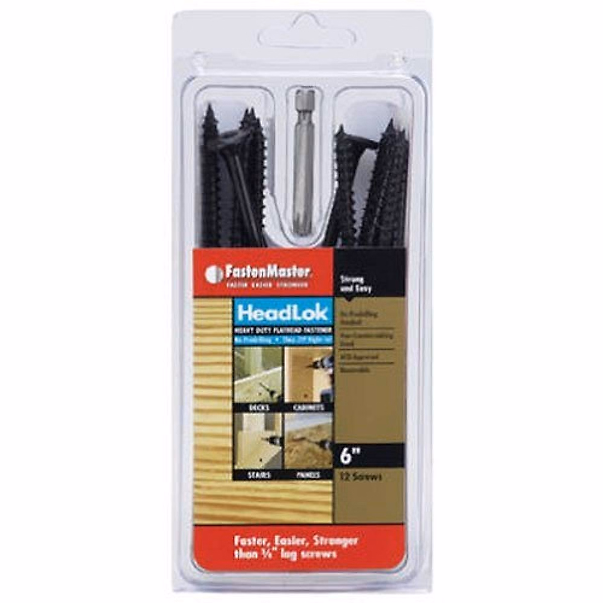 FastenMaster FMHLGM006-12 HeadLOK Heavy-Duty Flathead Fastener, 6 Inches, 12-Count,Black