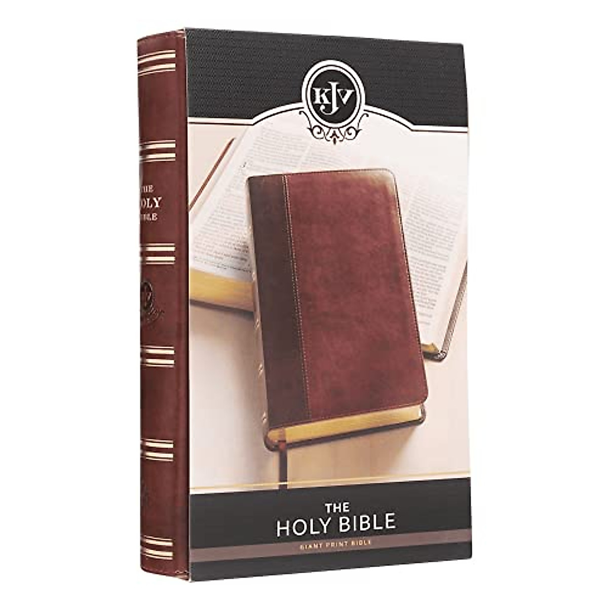 Personalized Bible Custom Text Your Name KJV Giant Print Two-Tone Brown Bible King James Version Custom Made Gift for Baptism Christenings Birthdays