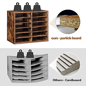 HOOBRO Literature Organizers, 12 Compartments Office Mailbox with Adjustable Shelves, Wood Countertop Literature Sorter for Office, Home, Classroom, Mailrooms Organization Rustic Brown FG12WF01