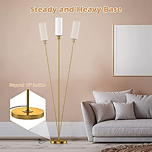 VEYFIY Floor Lamp Set of 2, Lamps for Bedroom and Living Room, Modern Standing Light with Glass Lampshade, Industrial Tall Lamp with E26 Socket, Light for Work, Reading, Black (Bulb Not Included)