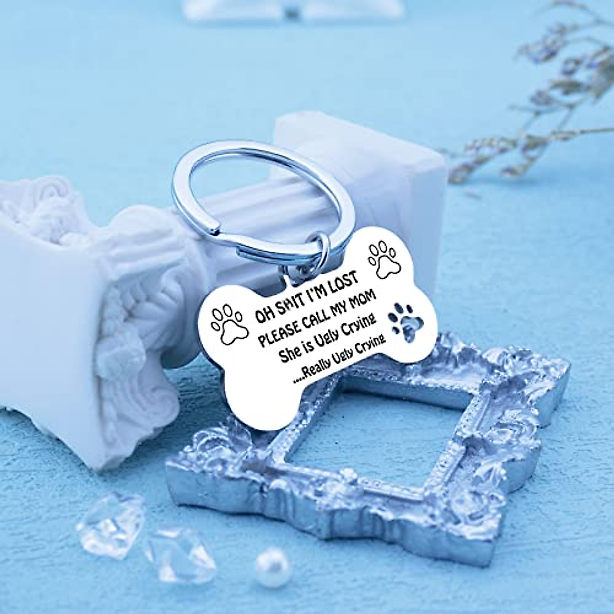 Dog Tags Engraved for Pets Funny Dog Tag Pet Tags Personalized Dog Tags for Pets Stainless Steel Dog Collar Tag Sht I'm Lost, Call My Mom, She's Ugly Crying