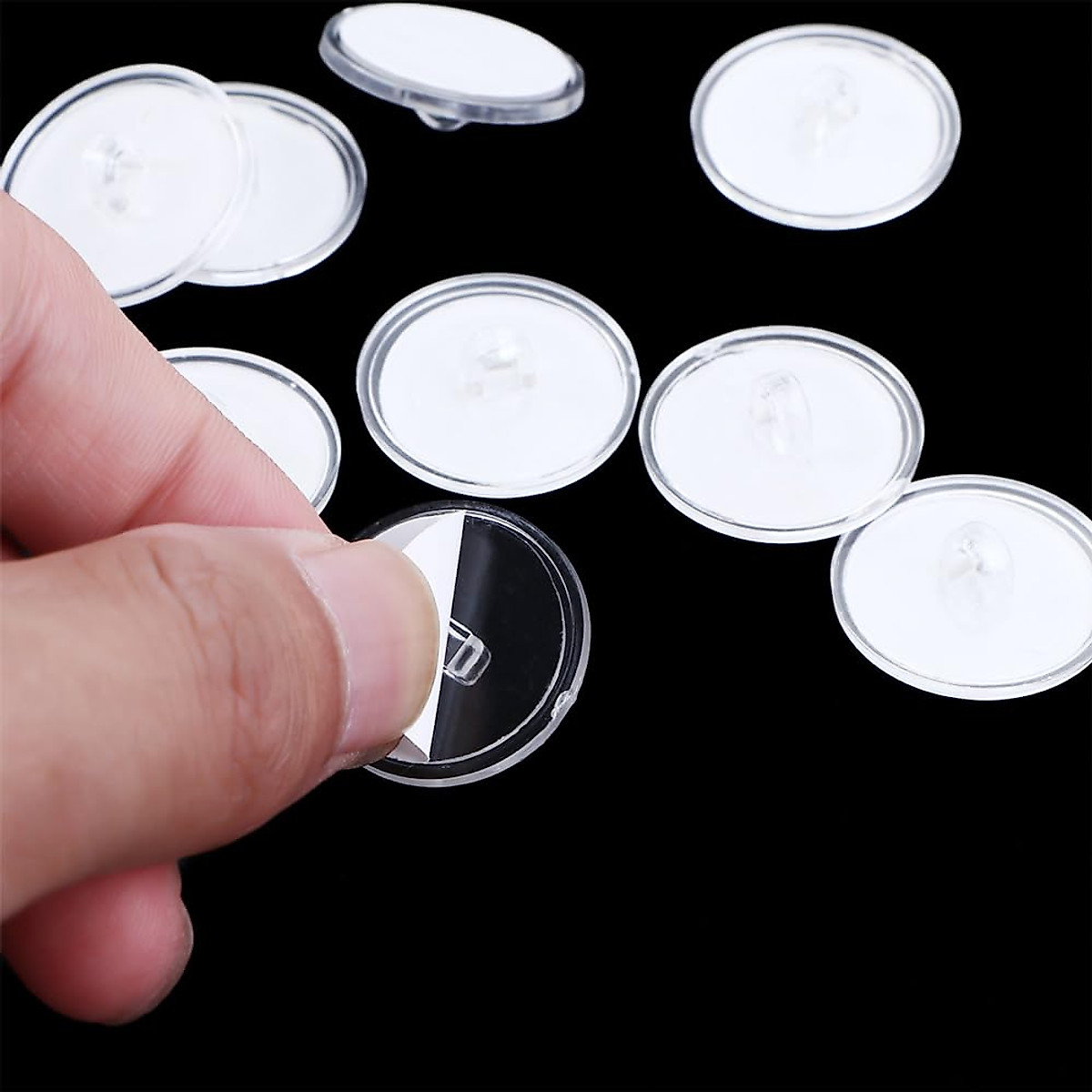 10/30/50Pcs 2cm/0.78inch Round Self Adhesive Ceiling Hooks Transparent Small Disc Hanging Hooks Sticky Ceiling Hooks for Kitchen Bathroom Ceiling(10Pcs)