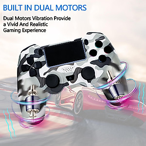 PGYFDAL 2 Pack Wireless Controller For PS4/Pro/PC, Gamepad with USB Cable/1000mAh Battery/Dual Vibration/6-Axis Motion Sensor/3.5mm Audio Jack/Multi Touch Pad/Share Button (Blue and Grey)