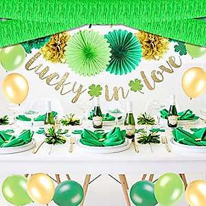 10 Pack 10 Feet Foil Fringe Garland Metallic Tinsel Streamers Banner Wall Hanging Curtain Backdrop for Parade Floats, Bachelorette, Wedding, Birthday, St Patrick Day, Party Decorations(Green)