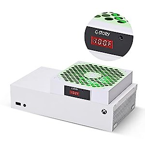 G-STORY Cooling Fan for Xbox Series S with Automatic Fan Speed Adjustable by Temperature, LED Display, High Performance Cooling, Low Noise, 3 Speed 1500/1750/2000RPM (140MM) with RGB LED (WHITE))