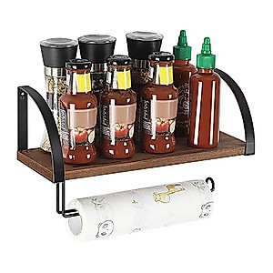 Paper Towel Holder with Shelf Wall Mount Toilet Paper Roll Holder Towel Paper Holder Storage Rack 2-in-1 Organizer for Kitchen Bathroom, Washroom, Vintage