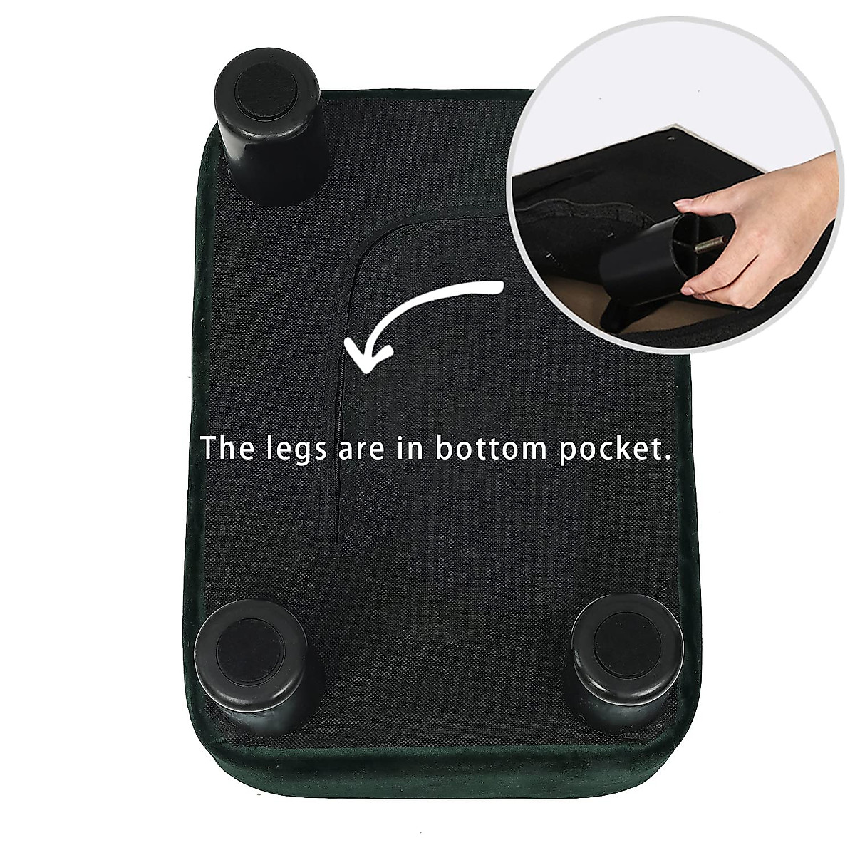 Joveco Small Footstool Ottoman Fabric Footrest Modern Rectangular Footstools for Living Room Bedroom (Green)