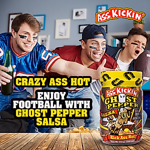 ASS KICKIN' Ghost Pepper Spicy Salsa - 13 oz - Premium Gourmet Spicy Hot Salsa for Tortilla Chips, Veggies, and Breakfast Burritos – Perfect Stocking Stuffers or Christmas Gifts - Try if you Dare!