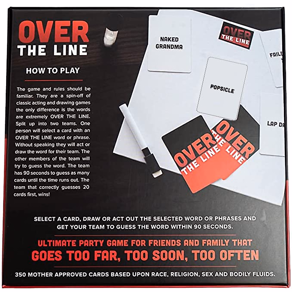 Over The Line Party Game- A Hilarious Acting and Drawing Word Card Guessing Game