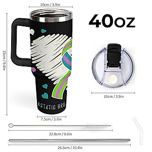 Metastatic Breast Cancer Awareness 3 40 Oz Tumbler with Handle And Straw Lid,Insulated Reusable Stainless Steel Travel Glass Mug 40 Ounces