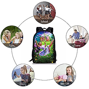 Farisod Encanto Backpacks for Girls School Backpack with Lunch Box Set School Bags Student Bookbag Backpacks for Girls Teens 3PCS