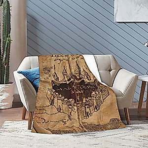Fleece Throw Blanket for Couch Sofa or Bed, Mar-auders Map Soft Fuzzy Plush Blanket, Luxury Flannel Lap Blanket, Super Cozy and Comfy for All Seasons 80x60 inch