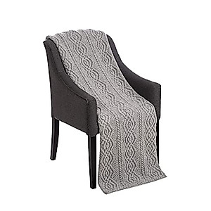 SAOL Luxurios Dara 100% Merino Wool Cable Knit Aran Throw/Blanket (Grey) by 69 x 44 inches