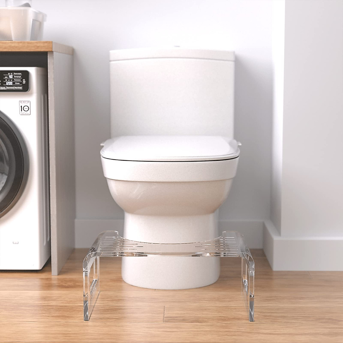 AmazerBath 7 Inches Acrylic Toilet Stool Squat, Clear Bathroom Poop Potty Stool for Adults, Modern Design Non-Slip Pooping Stool, Strong Load-Bearing, Blends Seamlessly Into Any Bathroom