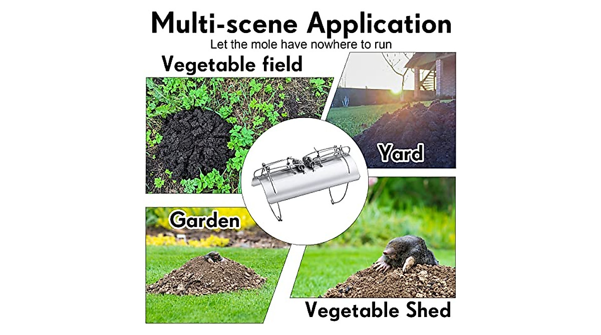 Effective Metal Mole Trap - Heavy Duty & Reusable (4 Pack)
