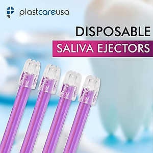 1000 Dental Saliva Ejectors Disposable - Medical Grade Latex Free Evacuation Suction Tips - Flexible Purple Tube with Purple Tip in (10 Bags of 100) by PlastCare USA