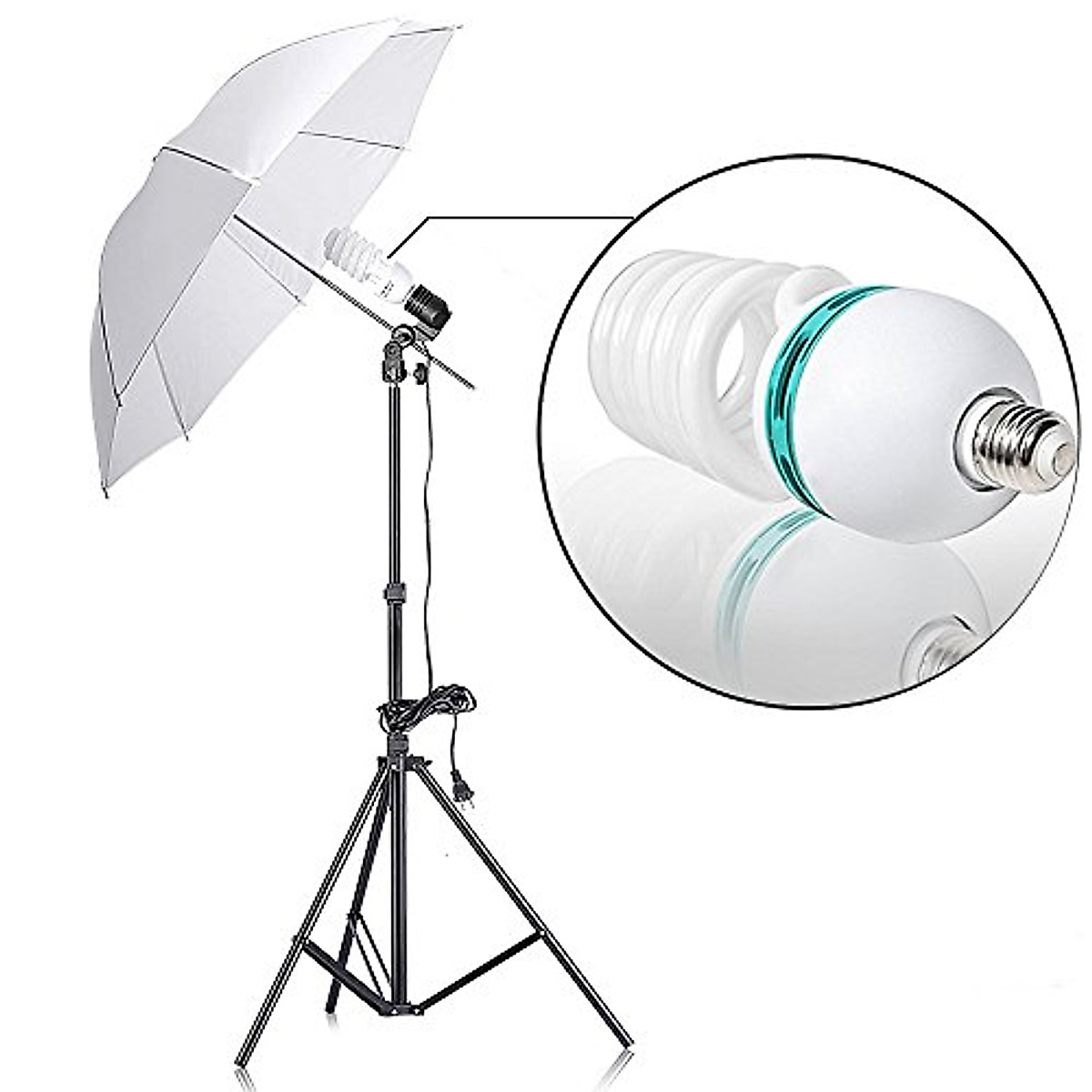 SLOW DOLPHIN Photography Photo Video Studio Background Stand Support Kit with Muslin Backdrop Kits (White Black),1050W 5500K Daylight Umbrella Lighting Kit