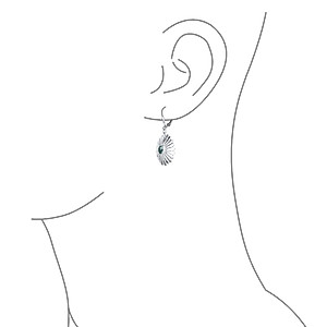 Native American South Western Concho Carved Petal Flower Blossom Blue Turquoise Lever Back Dangle Earrings Women .925 Sterling Silver