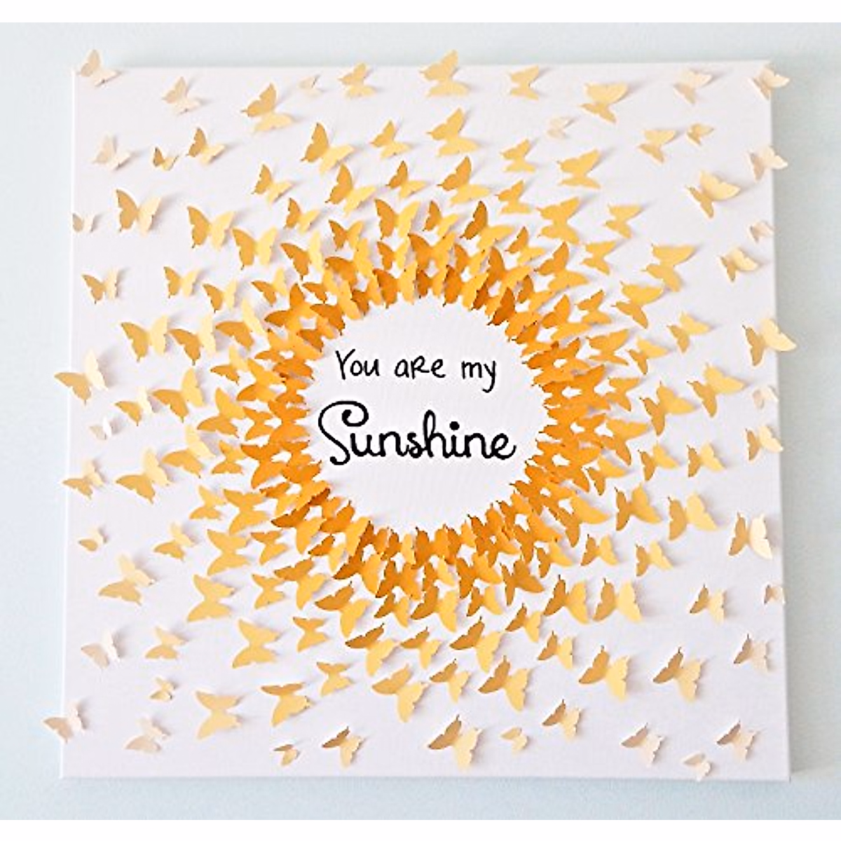 Hand-made 3D Butterflies - Ombre Sun Art with Quote! Customizable! 24 x 24