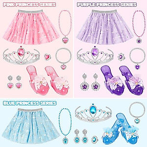 LJZJ Princess Dress Up Toys & Jewelry Boutique, Girls Role Play Gift for 3-6 Year old Girl Toddler ​B-day Party Favors (Blue)