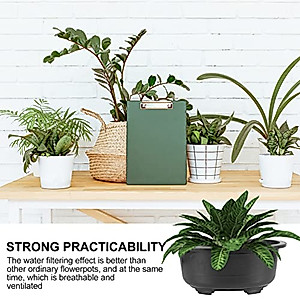 Healeved 2pcs Large Bonsai Pot Plastic Planter Reusable Oval Bonsai Training Pots Flower Planting Container Shallow Planter Pots