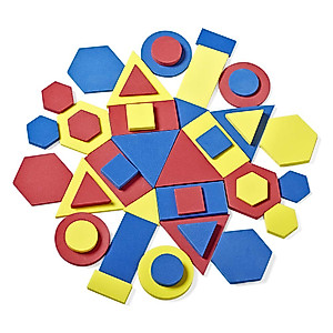 hand2mind Foam Attribute Blocks Student Kit, Geometry Set, Preschool Learning, Manipulatives for Preschool, Montessori Math, Shapes for Toddlers, Home Schooling Materials Pre-K (Set of 60 Blocks)