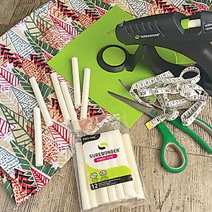 Surebonder FS-12 Fabric Hot Glue Sticks, Strong Bonding Fabric Glue, Machine Washable, Full Size 4-Inch Length - 12 Pack, - Made in USA , White