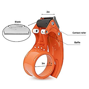 PROSUN 2 Pack Metal Packing Tape Dispenser Gun: 2-inch Wide Tape dispensers/3-Inch Inner Paper Core(2"Orange+2"Blue)