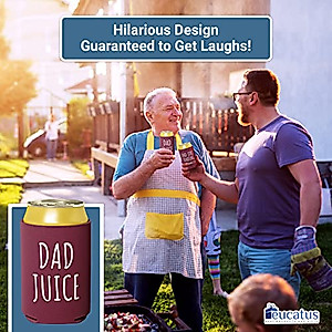 Funny, Collapsible Neoprene Beer Holder, 2 Pc. Novelty Beverage Sleeves for Cans with Gag Quotes - Dad Juice, Dad Joke Loading. Insulated Drink Cooler Gifts for 12Oz Alcohol, Beers, Wines, Sodas, IPAs