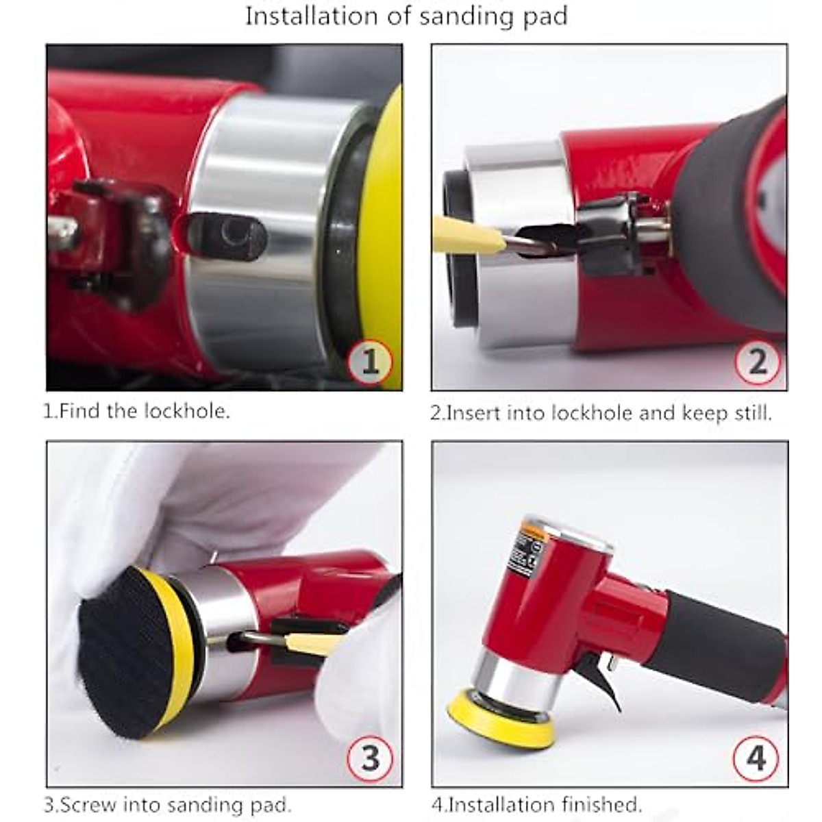 2 3-inch Mini Orbital Sander da sander Air Dual Action Sander Air Polisher Super Smooth and Swirl Freely for Auto Body Work (RED)