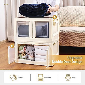 Homde 3 Pack Closet Organizer Stackable + 2 Pack Storage Bins 57.8QT with Lids and Wheels