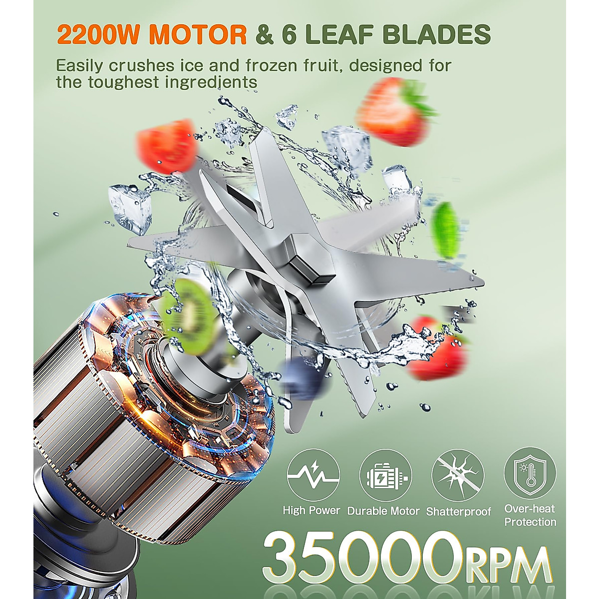 VEWIOR 2200W Blenders for Kitchen, Professional Smoothie Blender with 68oz Tritan Container & 27oz To-Go Cup, Countertop Blender for Smoothies