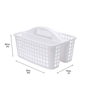 Simplify 2 Pack Utility Caddy | Dimensions: 12"x 9.2"x 7.5" | 3 Compartments | Great for Home | Dorm | 3 Compartments | Home Organization | White