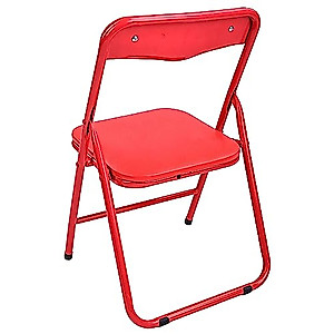 Signature Pack of 2 (Fabric/Vinyl) Steel Frame Metal Foam Padded Folding Chairs for Kids, Green and Red