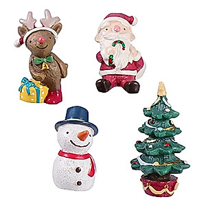 VOSAREA 4pcs Christmas Resin Ornaments Tabletop Accessories Mini Xmas Adornments Snow Globe Figurines Mini Christmas Tree Table Top Decor Christmas Decor Resin Decor Decorative Crafts Cake
