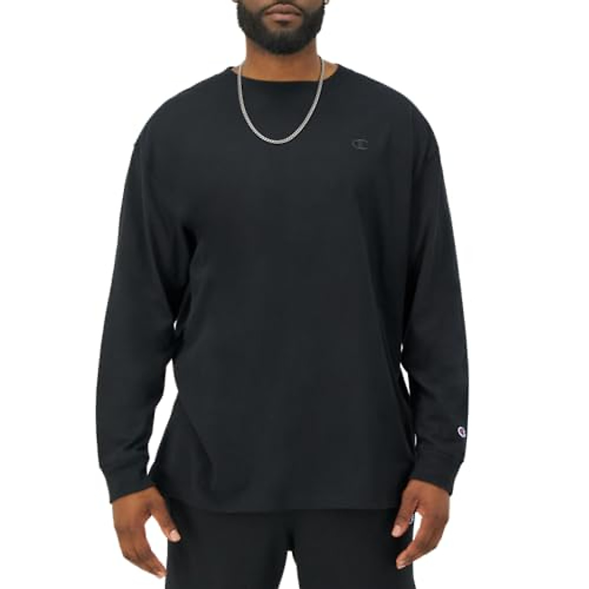 Champion, Classic Long Sleeve, Comfortable, Soft T-Shirt for Men (Reg. or Big & Tall), Black, Large