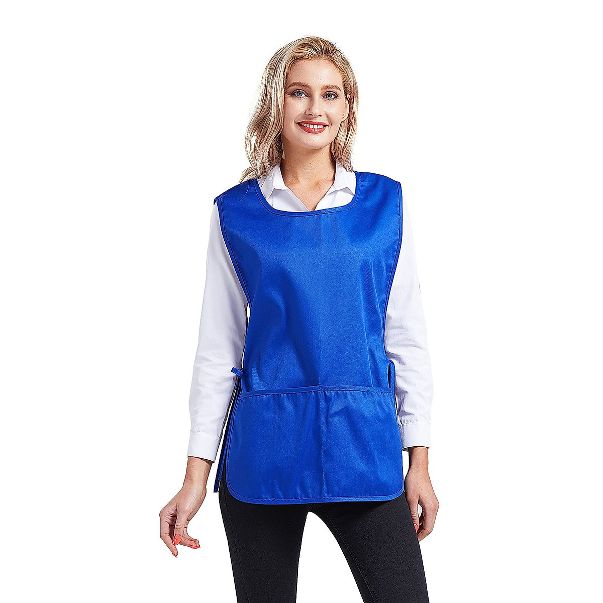 Nanxson Unisex Cobbler Apron with 2 Deep Pockets, 2 Pack Smock with Side Ties for work kitchen CF3137 (blue, One Size)