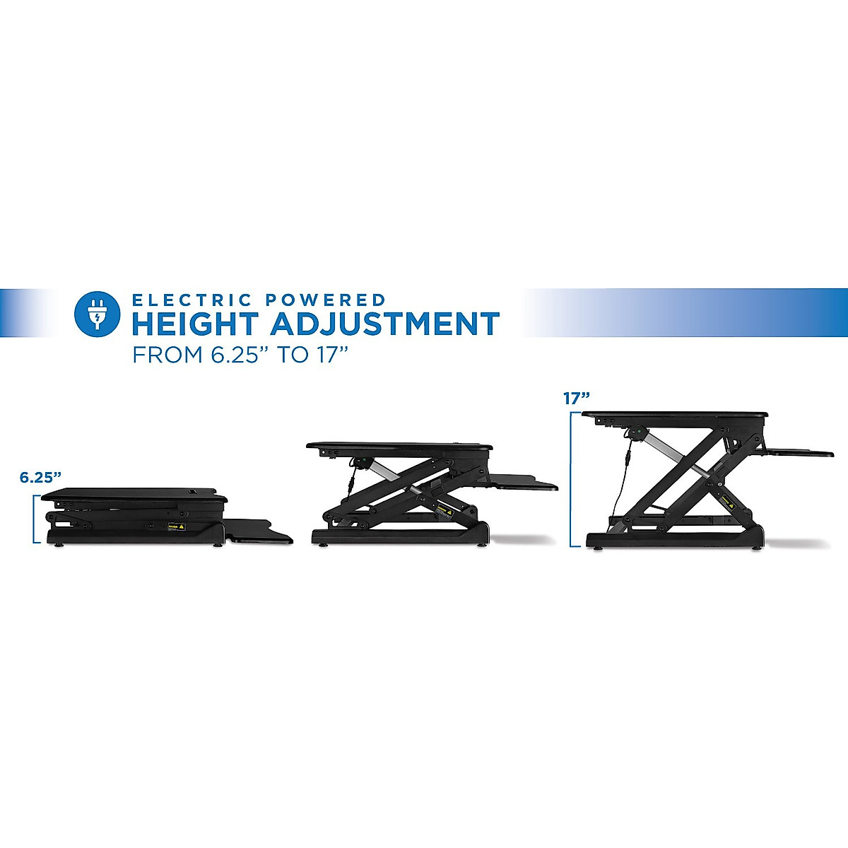 Mount-It! Electric Standing Desk Converter | Motorized Sit Stand Desk with Built in USB Port | Ergonomic Height Adjustable Workstation | Black (MI-7927E)