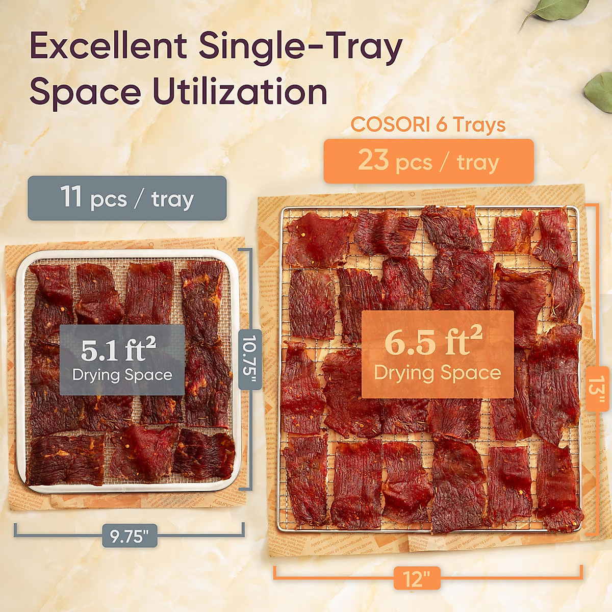 COSORI Food Dehydrator (50 Recipes) for Jerky, Vegetables Fruit, Meat, Dog Treats, Herbs, and Yogurt, Dryer Machine with Temperature Control, 6 Stainless Steel Trays, Rear-Mounted Fan, Silver