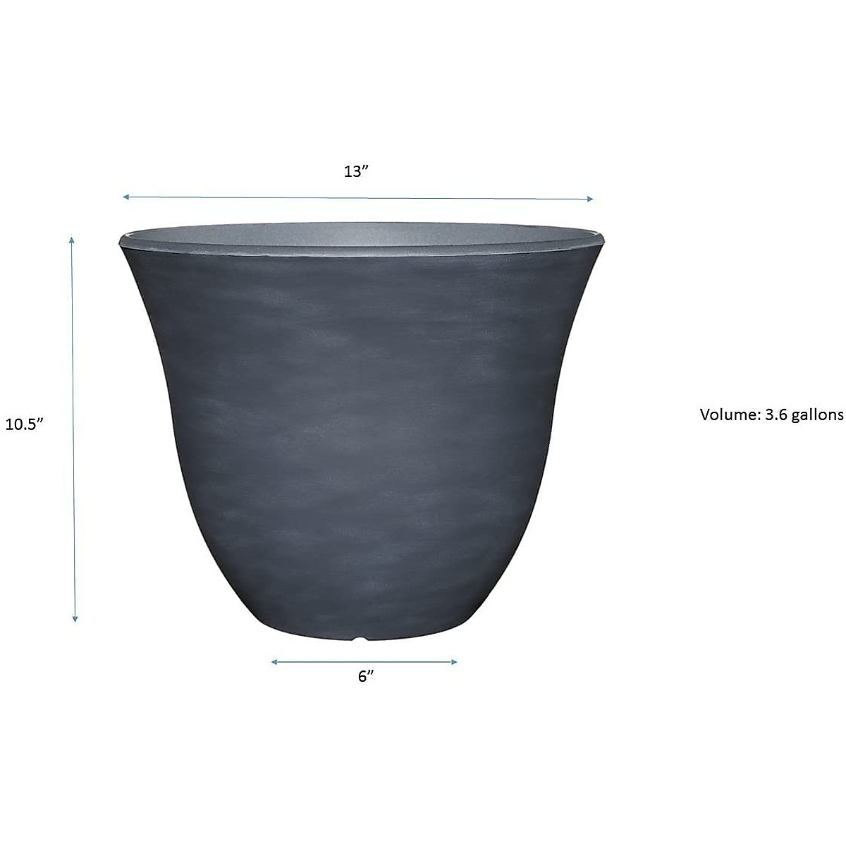 Classic Home and Garden Indoor/Outdoor Round Honeysuckle Resin Flower Pot Planter, Zinc Grey, 13" (Pack of 4)