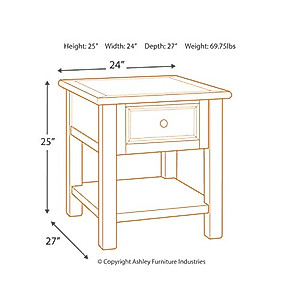 Signature Design by Ashley Bolanburg Farmhouse Square Two Tone End Table, Antique Cream